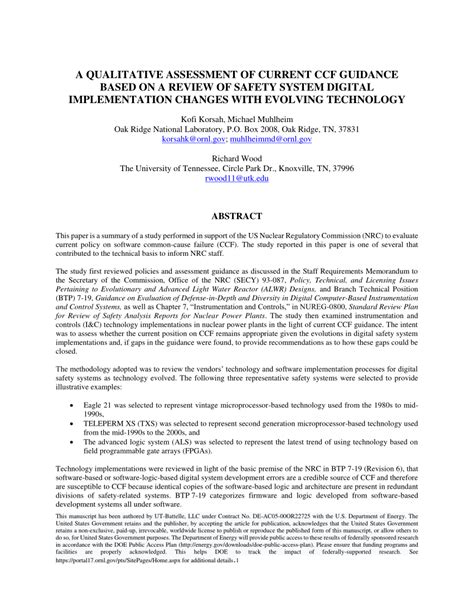 Pdf A Qualitative Assessment Of Current Ccf Guidance Based On A