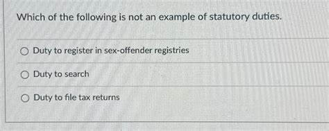 Solved Which Of The Following Is Not An Example Of Statutory