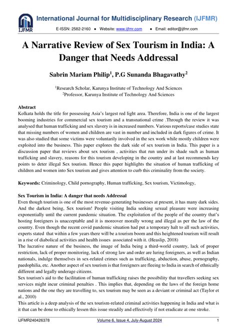 Pdf A Narrative Review Of Sex Tourism In India A Danger That Needs