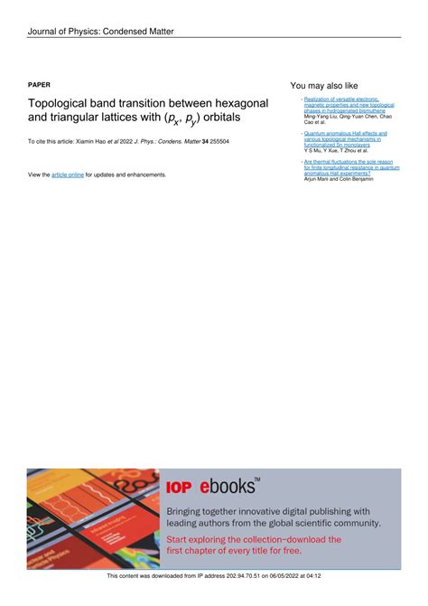 pdf topological band transition between hexagonal and triangular