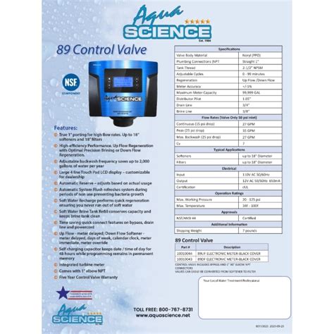 Aqua Science Asws89 Digital Control Water Softener