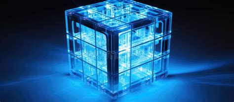 Electric Blue Composite Material Cube Sits On Table Stock Image Image