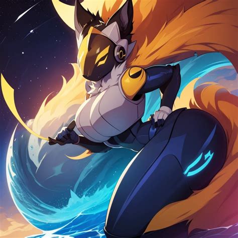 Female Robot Protogen Hyper Wide Hips Shortstack Digital Art Seaart Ai
