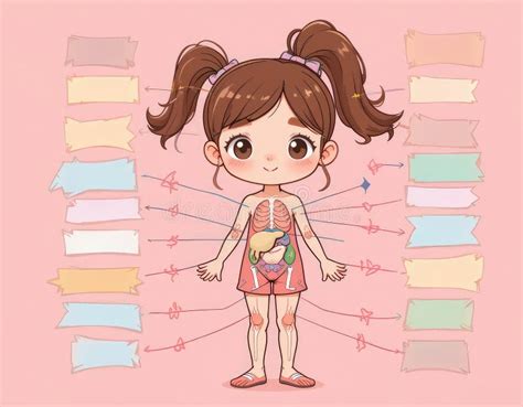 Cartoon Girl Anatomy Diagram Illustration For Educational And Medical