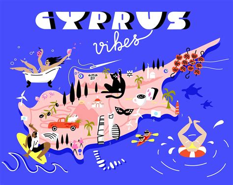 Illustrated Map Of Cyprus Behance In 2025 Illustrated Map