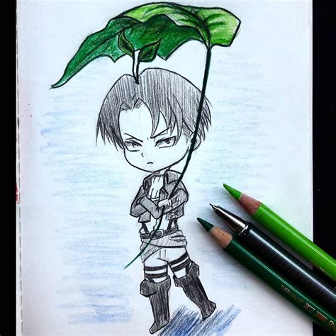 Levi Ackermann Chibi Leaf Illustration Chibi Sketches