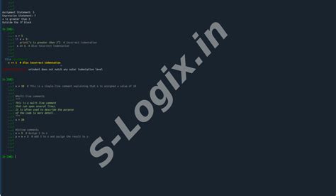 Sample Code For Python Statement Indentation And Comments S Logix