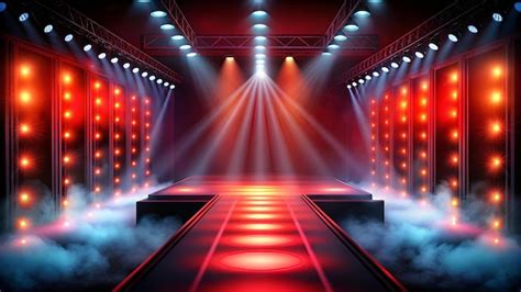 Premium Photo Fashion Show Runway With Red Lights On Black Background Vector Realistic