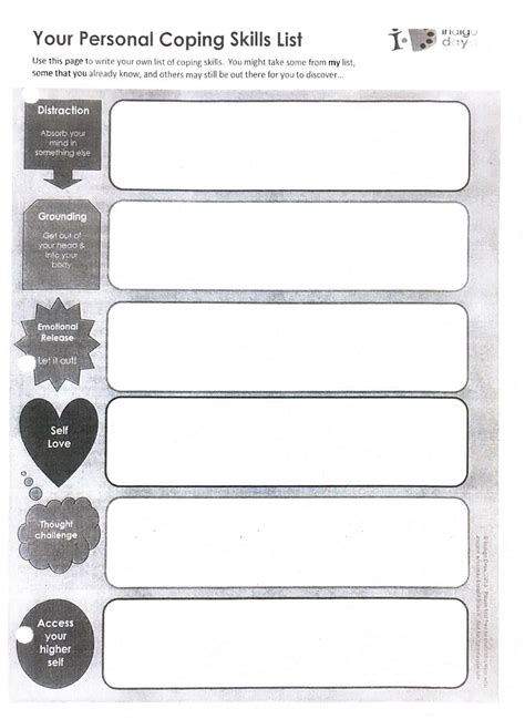 Printable Coping Skills Toolbox Worksheet