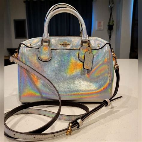 Coach Mini Bennett Satchel In Hologram Holographic Silver Rainbow