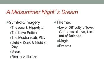 A Midsummer Nights Dream Symbols Imagery And Themes Powerpoint