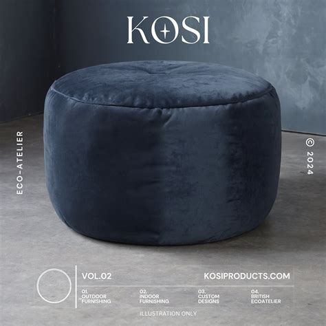 Bean Bag Round Ottomon Plush Velvet Footstool Circle Pouf Kosi Atelier