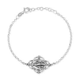 Miraculous Medal Cross Bracelet In 925 Sterling Silver Cross Bracelets