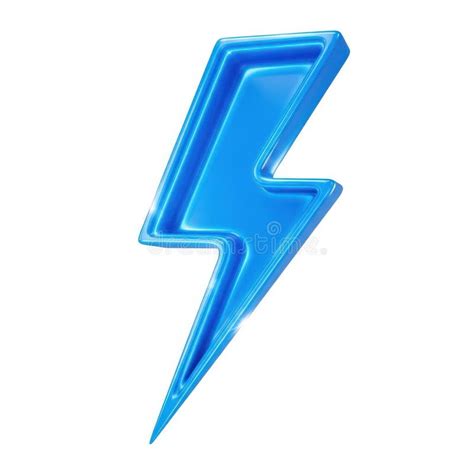 A Stylized 3d Rendering Of A Glossy Blue Lightning Bolt With A Metallic