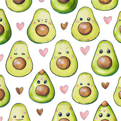 Cute Cartoon Avocado Seamless Pattern · Creative Fabrica