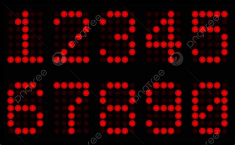 Red Digits For Matrix Display Industrial Technology Font Vector