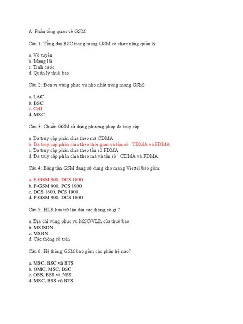 Trac Nghiem GSM | PDF