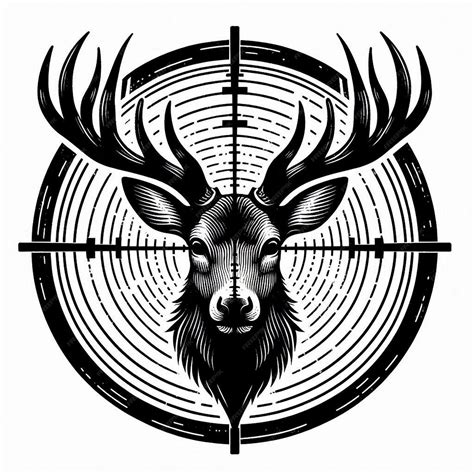 Deer Head In Crosshairs Silhouette Premium Ai Generated Vector