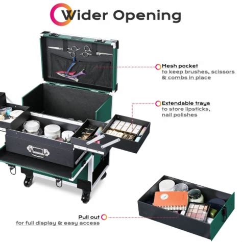 Byootique Rolling Makeup Train Case Cosmetic Organizer Trolley Lockable