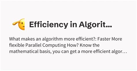 Efficiency In Algorithms