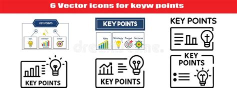 Vector Business Icons For Key Strategy Target Success And Idea
