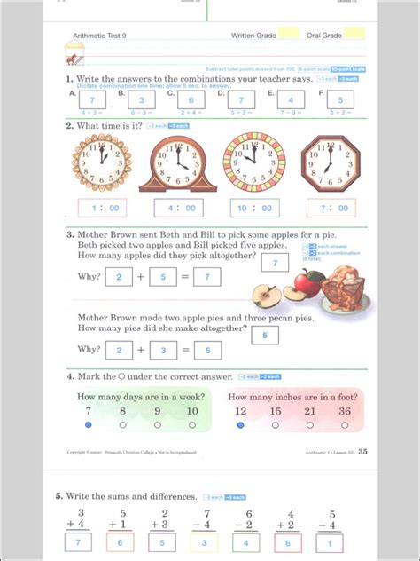 arithmetic 1 tests and speed drills teacher key 2nd edition abeka