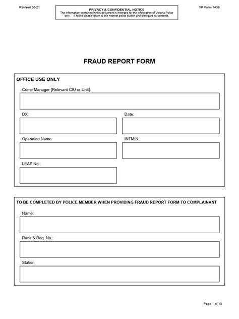 Fcs Fraud Report Form 2022 Pdf Crimes Crime And Violence