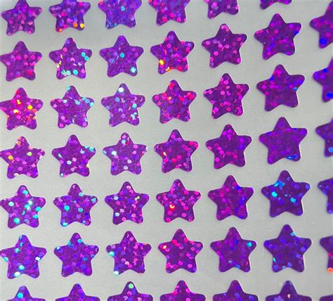 Purple Holographic Sparkle Star Stickers Custom Size Custom Size