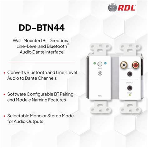 The Dd Btn44 Is A Wall Mounted Bi Directional Dante Interface With