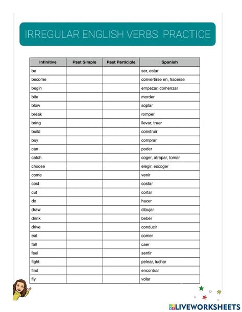25 Irregular Ve Free Interactive Worksheets 729874