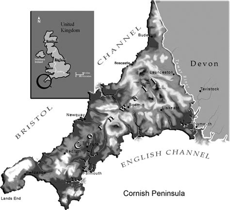 Topographic Map Of Cornwall England Download Scientific Diagram