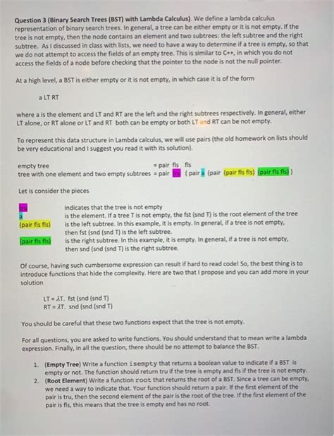 Question 3 Binary Search Trees Bst With Lambda