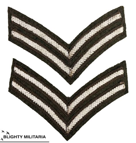 Original Ww2 Period British Army Corporal Stripes Blancoed In General