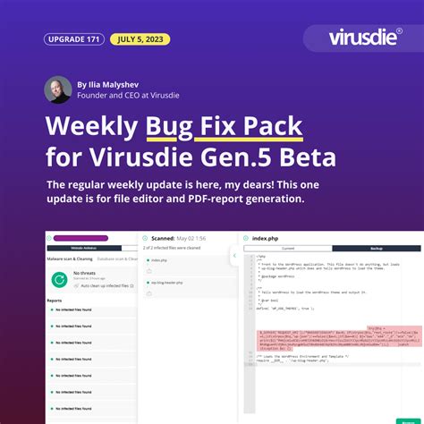 July 5 2023 Upgrade 171 Weekly Bug Fix Pack For Malicious Code