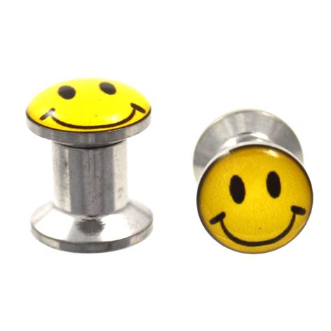 All Smiles Happy Face Screw Fit Steel Plugs 8g 58