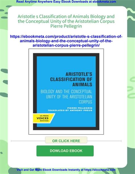 Aristotle S Classification Of Animals Biology And The Conceptual Unity