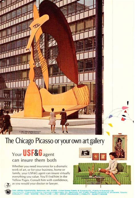 Ad Chicago Usf And G Insurance Company Using New Chicago Picasso In Ad 1968 Chuckmans