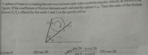 Answered A Sphere Of Mass M Is Rotating Between Two Inclined Walls