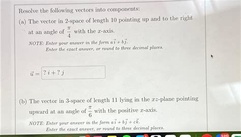 solved resolve the following vectors into components a