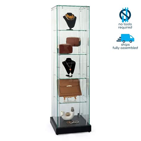 Frameless Glass Tower Display Case 18m Tall W Wheels
