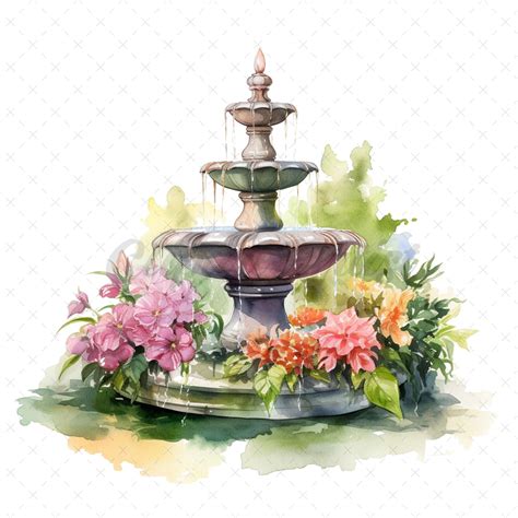 20 High Quality Garden Fountains Clipart Garden Fountains Digital 