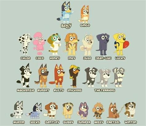Blue Bingo Chloe Coco Tnby Judo Jean Luc Lucky Mackenzie Rupert Rusty