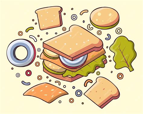 Free Vector Tasty Sandwich With Ingredient Cheese And Vegetables