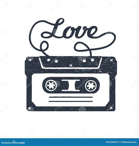 Cassette Tape Illustration With Blank Red Label