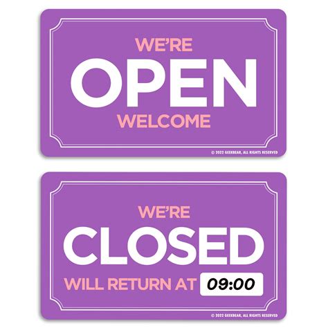 Geekbear Open Closed Sign 12 Violet All In One Package Double Sided Open And Closed Sign