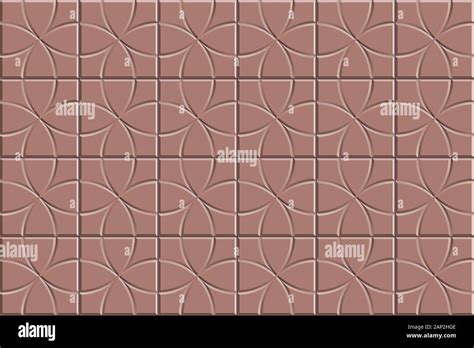3d seamless texture of circle squared floor tiles repeating red