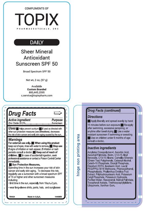 Sheer Mineral Antioxidant Sunscreen Spf50 Details From The Fda Via