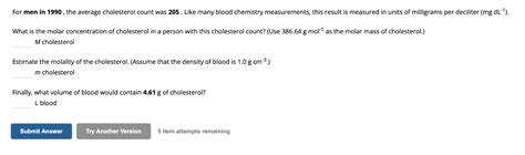 Solved For Men In 1990 ﻿the Average Cholesterol Count Was