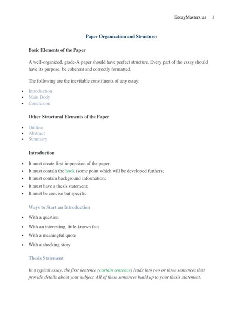 Paper Organization And Structure Pdf Essays Paragraph