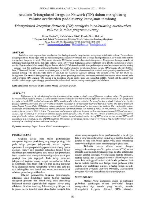 Pdf Analisis Triangulated Irregular Network Tin Dalam Menghitung